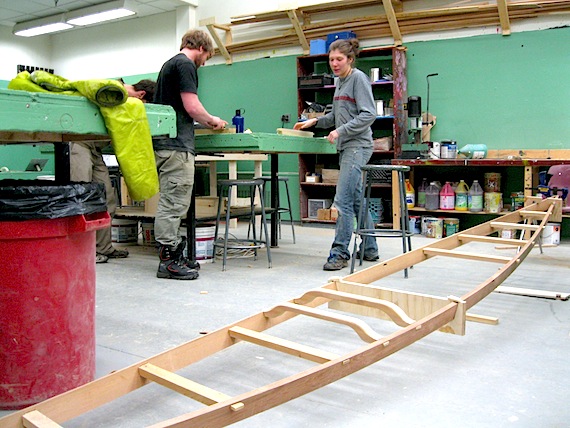 Photo: Trekkers stay busy kayak-making in Iqaluit