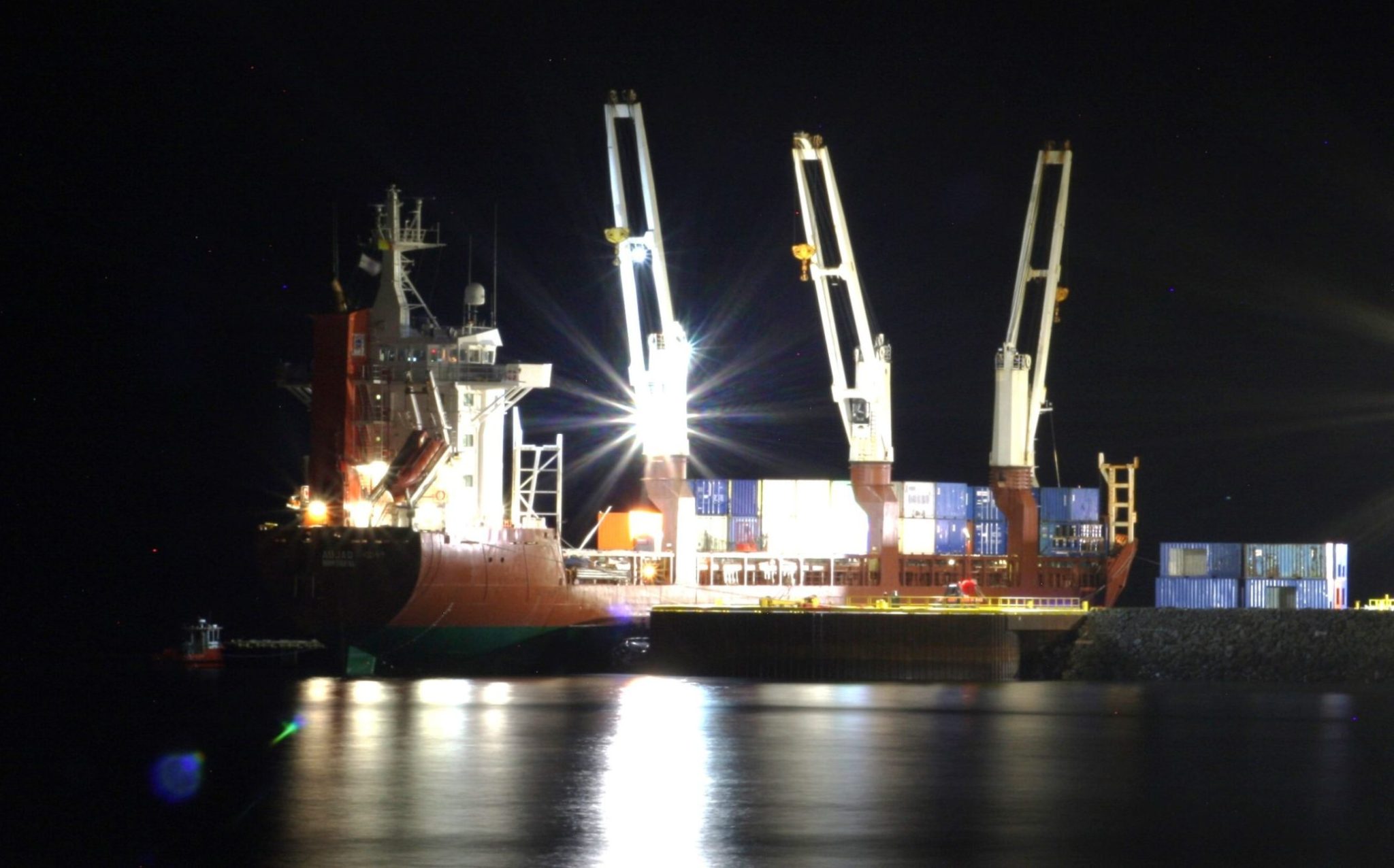 Cargo ship lights up Iqaluit port